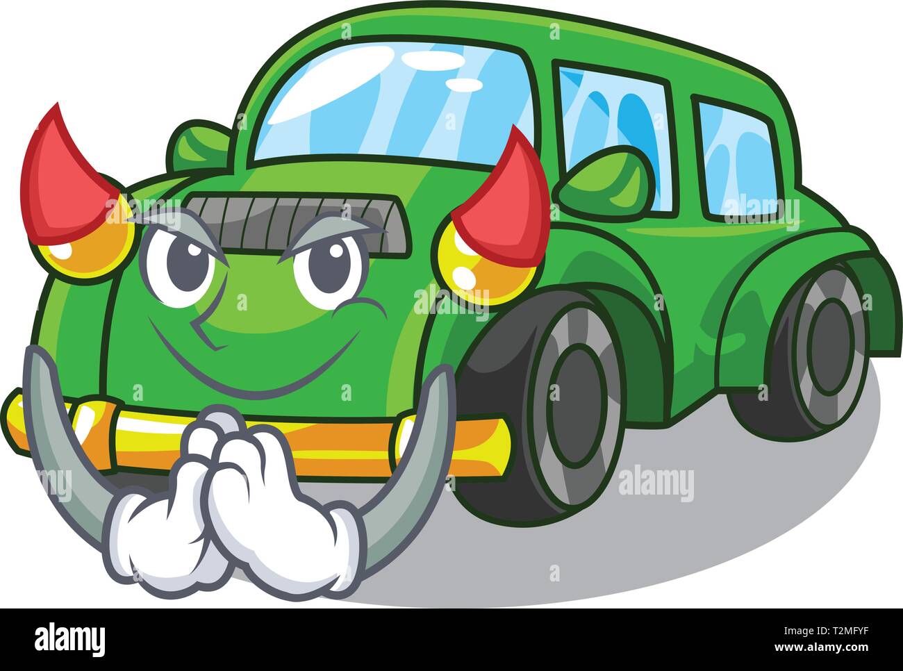 Devil classic car in the shape mascot vector illustration Stock Vector ...