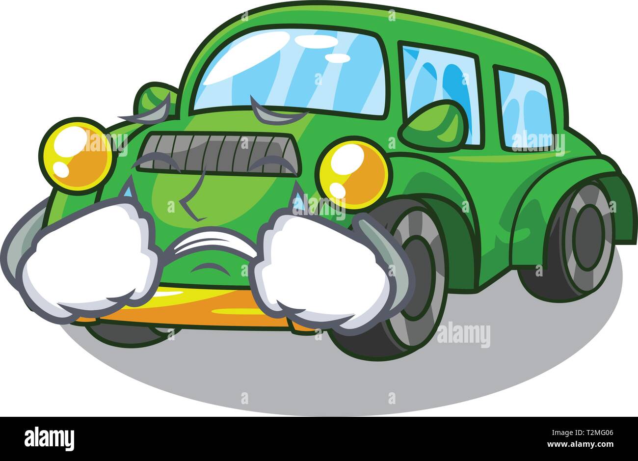 Crying classic car in the shape mascot vector illustration Stock Vector ...