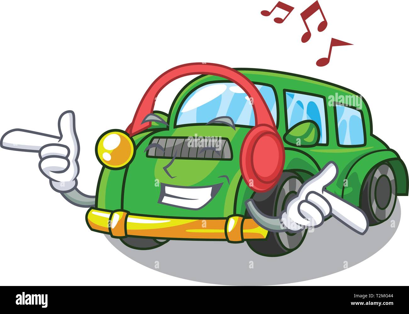 Listening music classic car in the shape mascot vector illustration ...
