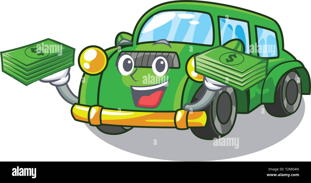 With money bag classic car in the shape mascot vector illustration ...