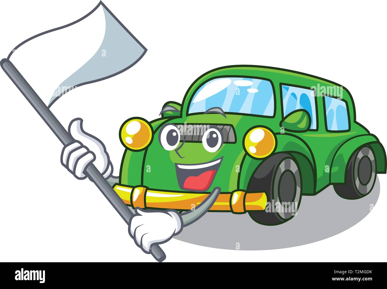 With flag classic car toys in cartoon shape vector illustration Stock ...