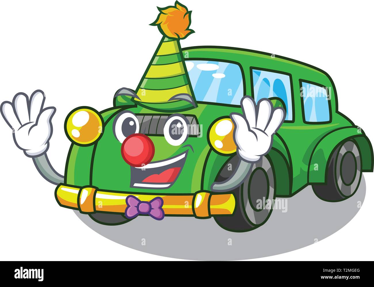 Clown classic car toys in cartoon shape vector illustration Stock ...