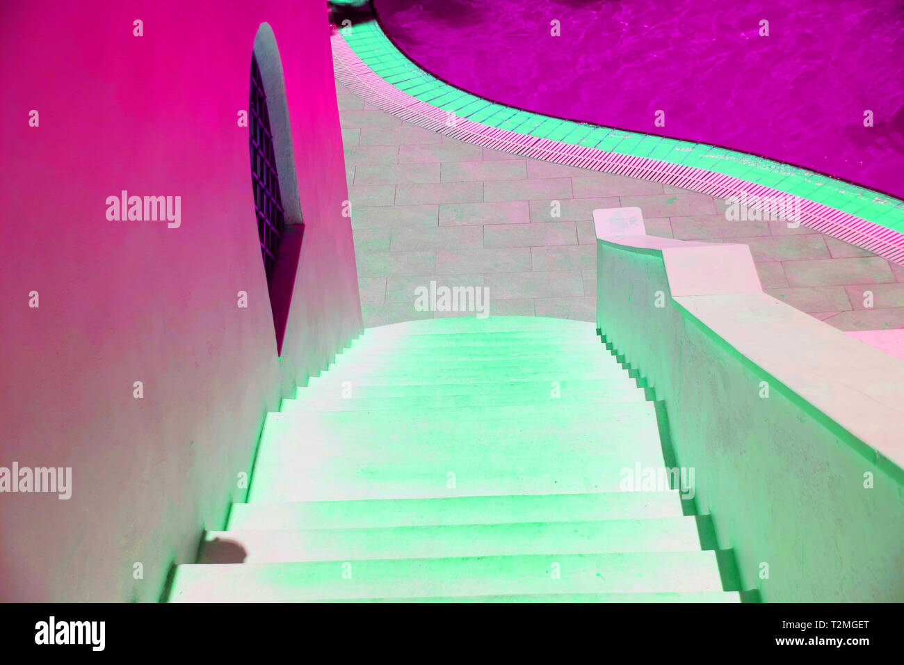 stairs down. beautiful and high contrasted architecture.Urban geometry ...