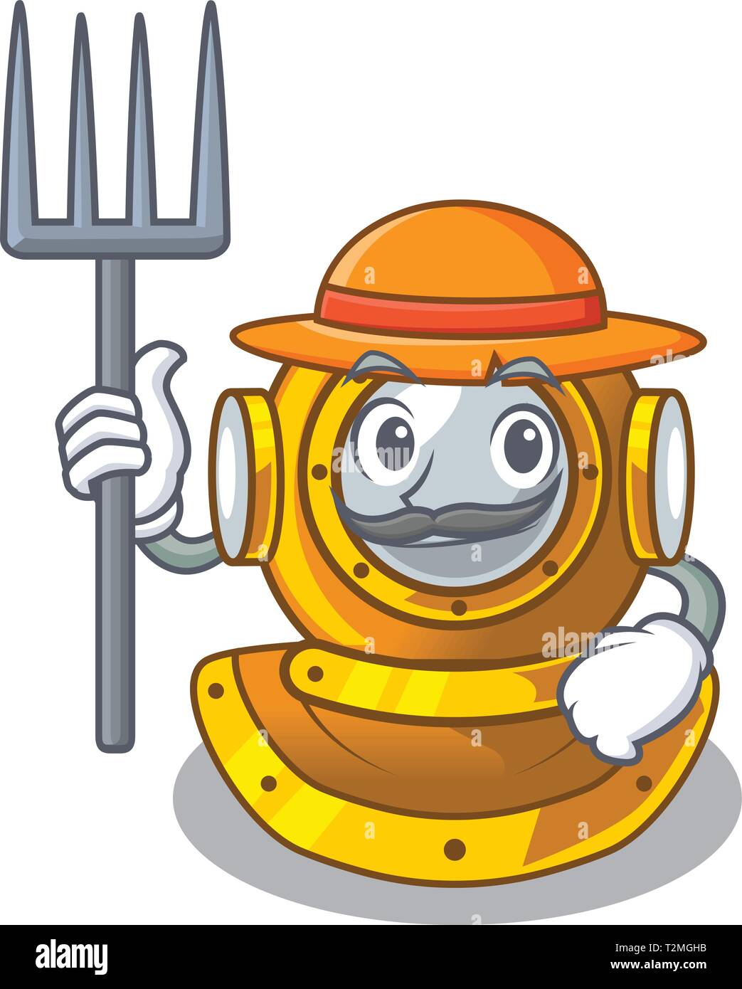 Farmer helmet diving in the mascot shape vector illustration Stock ...