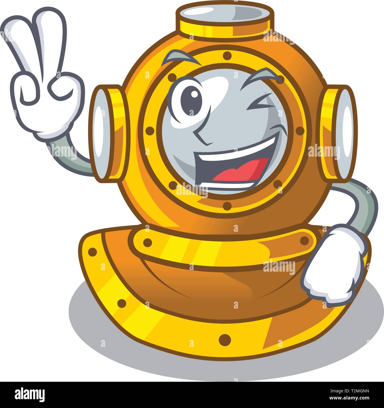 Two finger helmet diving isolated in the cartoon vector illustration ...