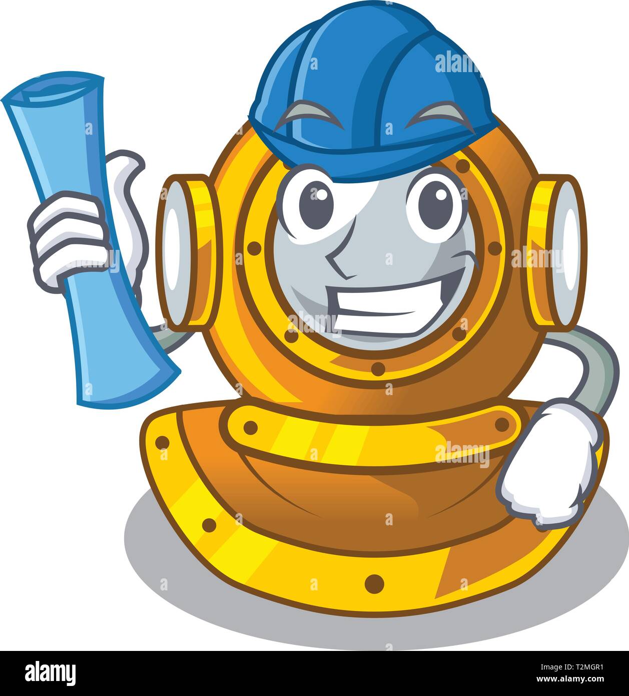Architect helmet diving isolated in the cartoon vector illustration ...