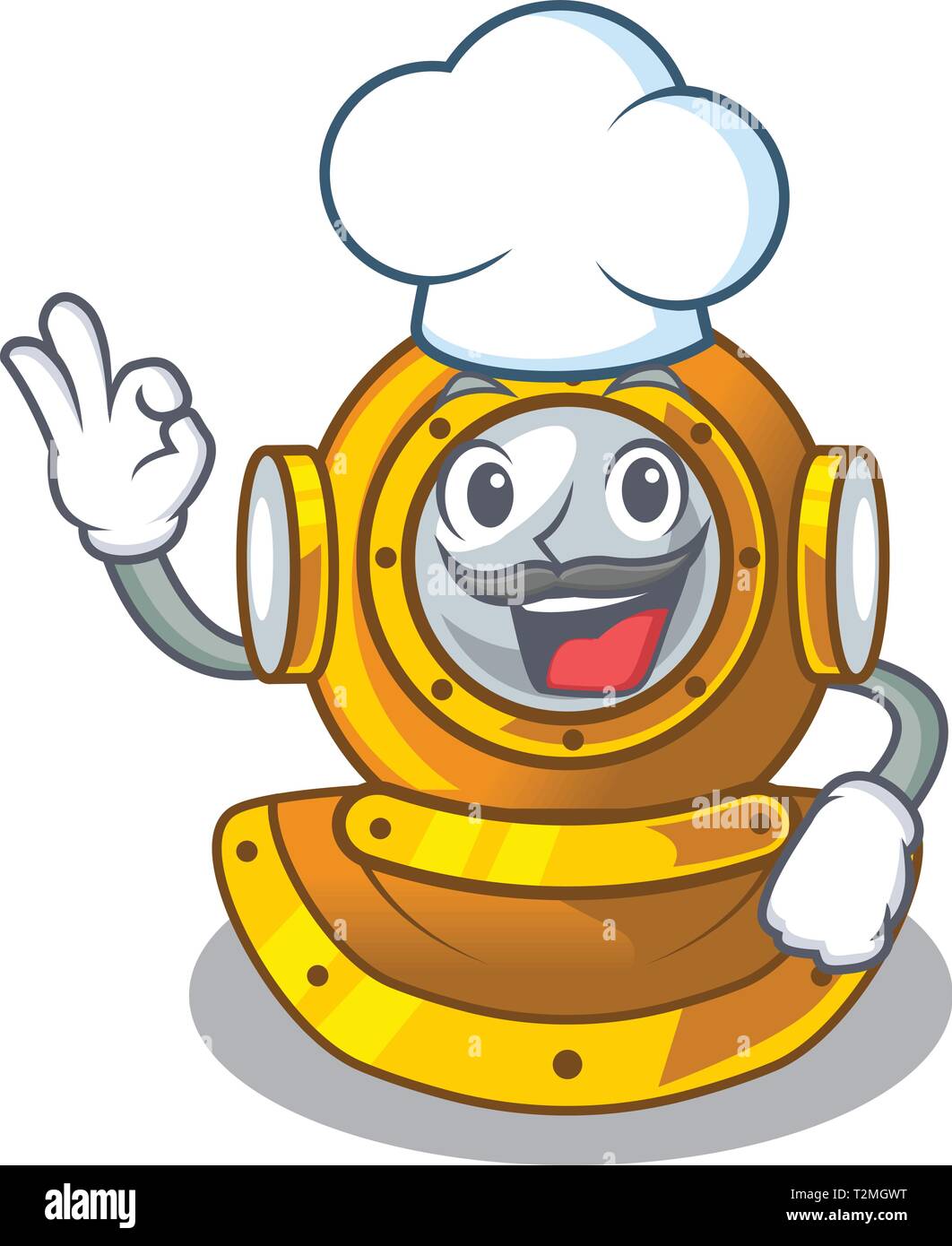 Chef helmet diving isolated in the cartoon vector illustration Stock ...