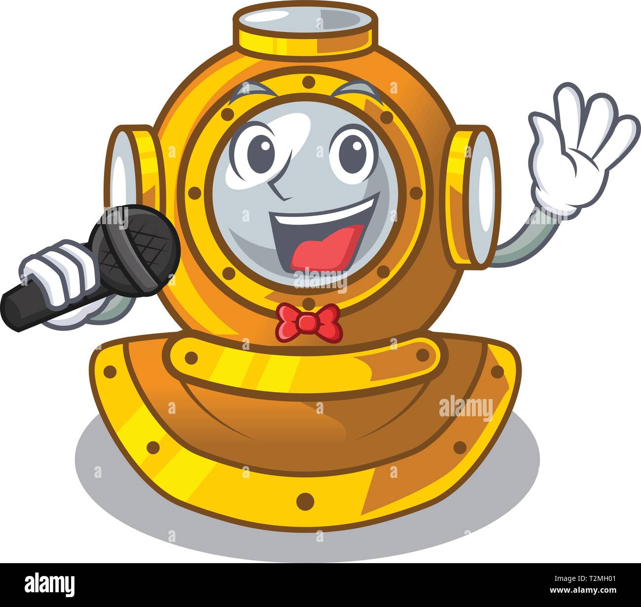 Singing shape diving helmet character in closet vector illustration ...