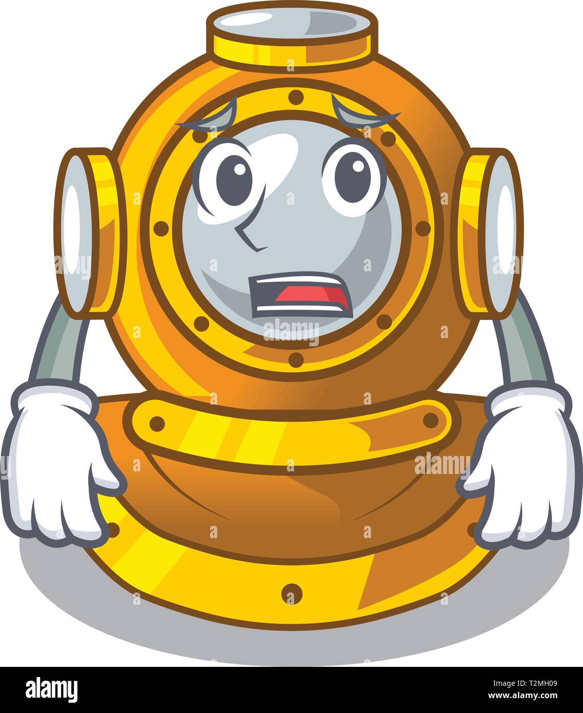 Afraid shape diving helmet character in closet vector illustration ...