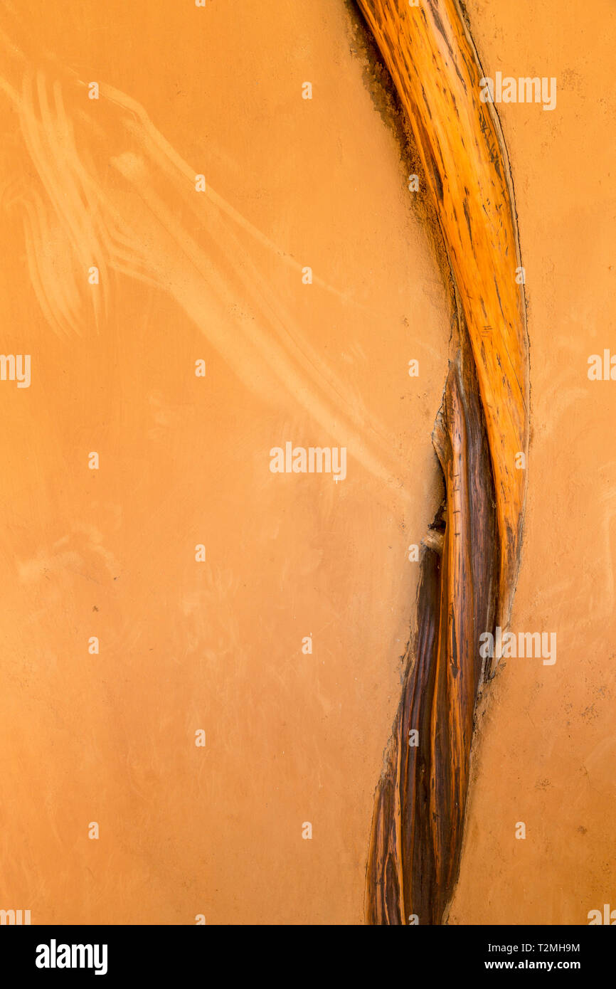Detail of the coloured plaster and wood structure in the walls and ...