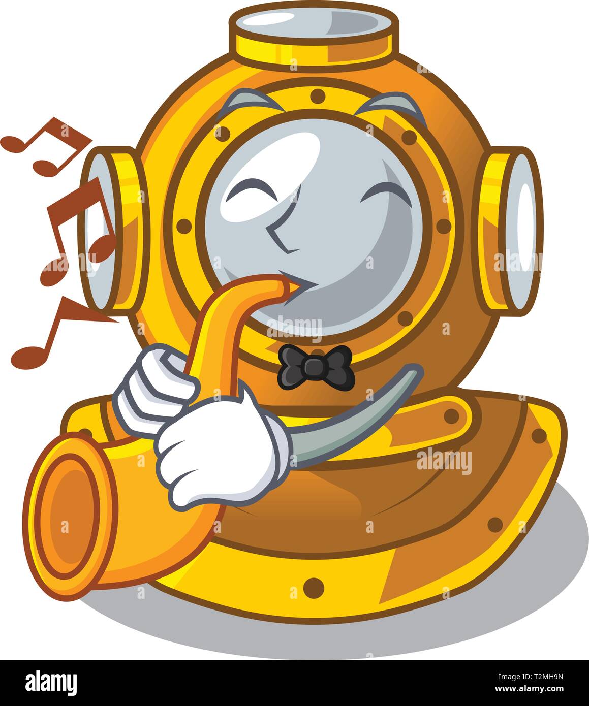 With trumpet shape diving helmet character in closet vector ...