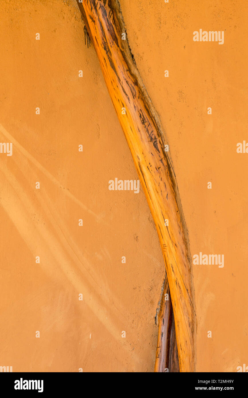 Detail of the coloured plaster and wood structure in the walls and ...