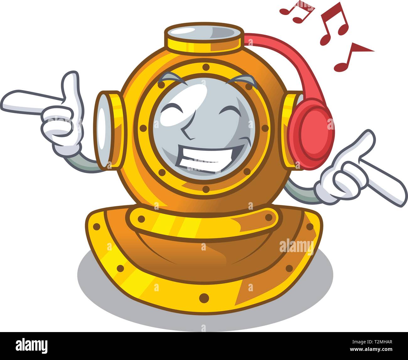 Listening music shape diving helmet character in closet vector ...
