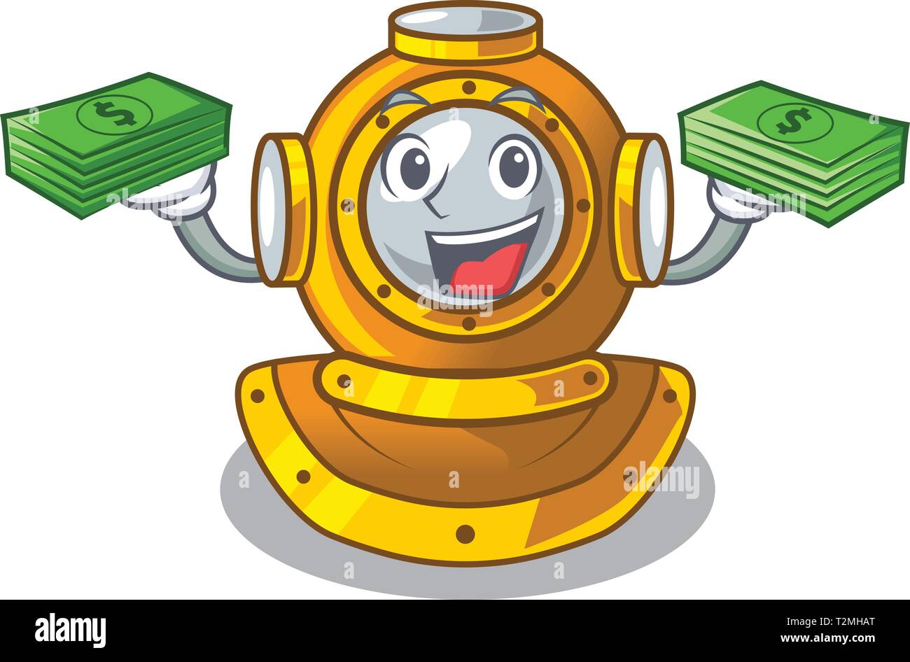 With money bag shape diving helmet character in closet vector ...