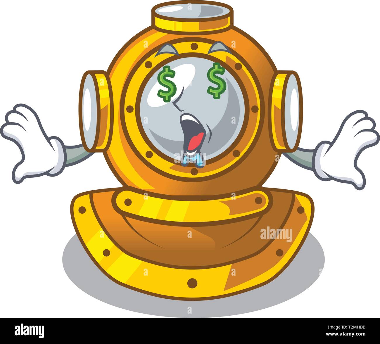 Money eye diving helmet on a cartoon table vector illustration Stock ...