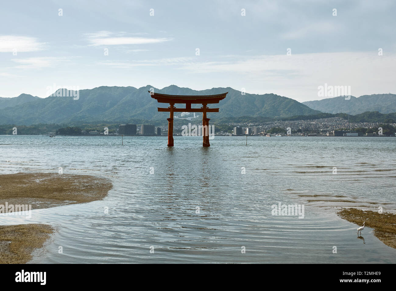 Itsukushima floating Torii at sunset, on the island of Miyajima, Japan ...