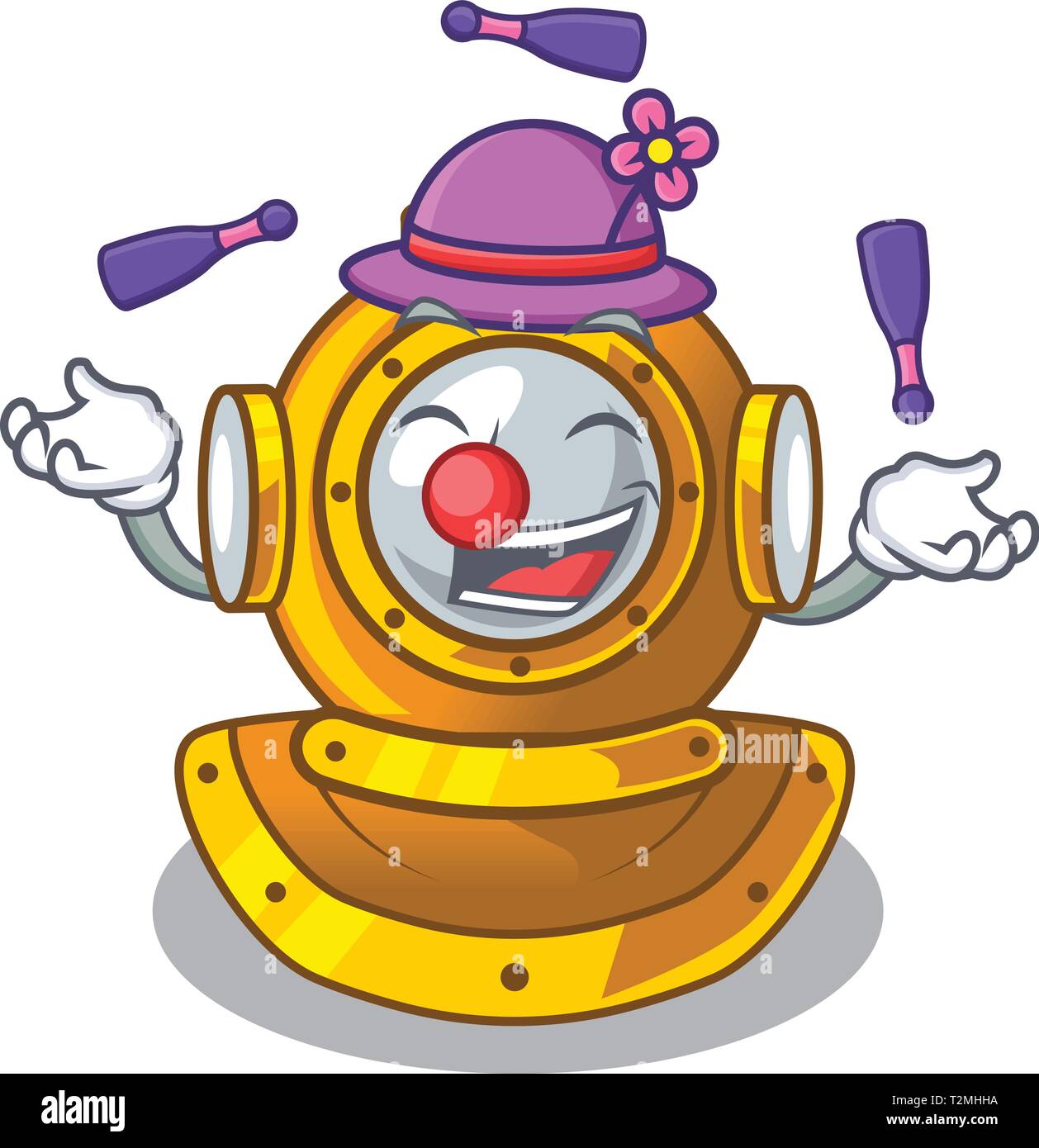 Juggling diving helmet on a cartoon table vector illustration Stock ...