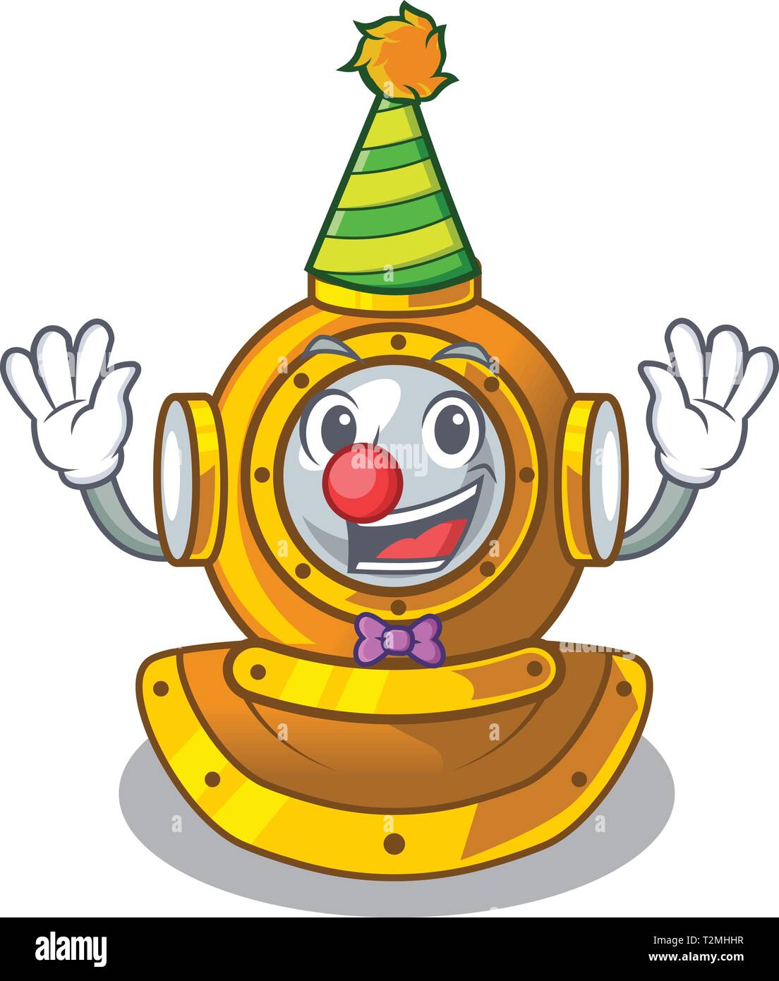 Clown diving helmet on a cartoon table vector illustration Stock Vector ...