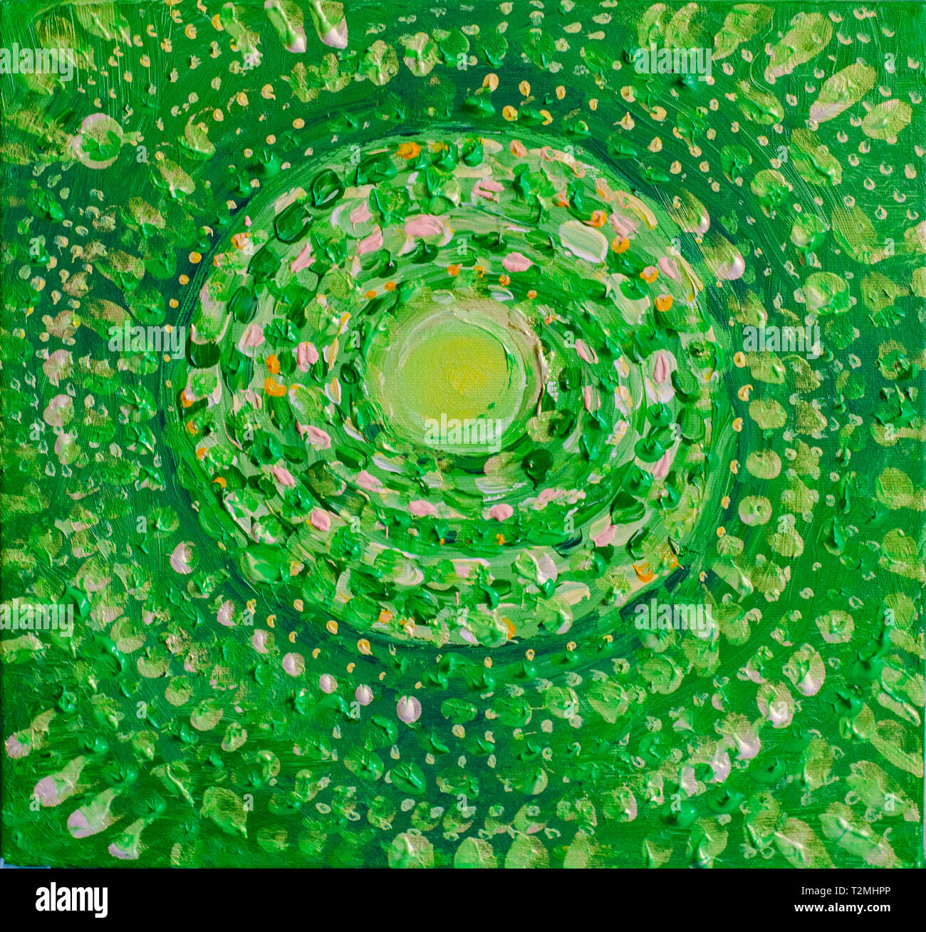 Acrylic painting on canvas in the form of a sphere.Streaming painting ...