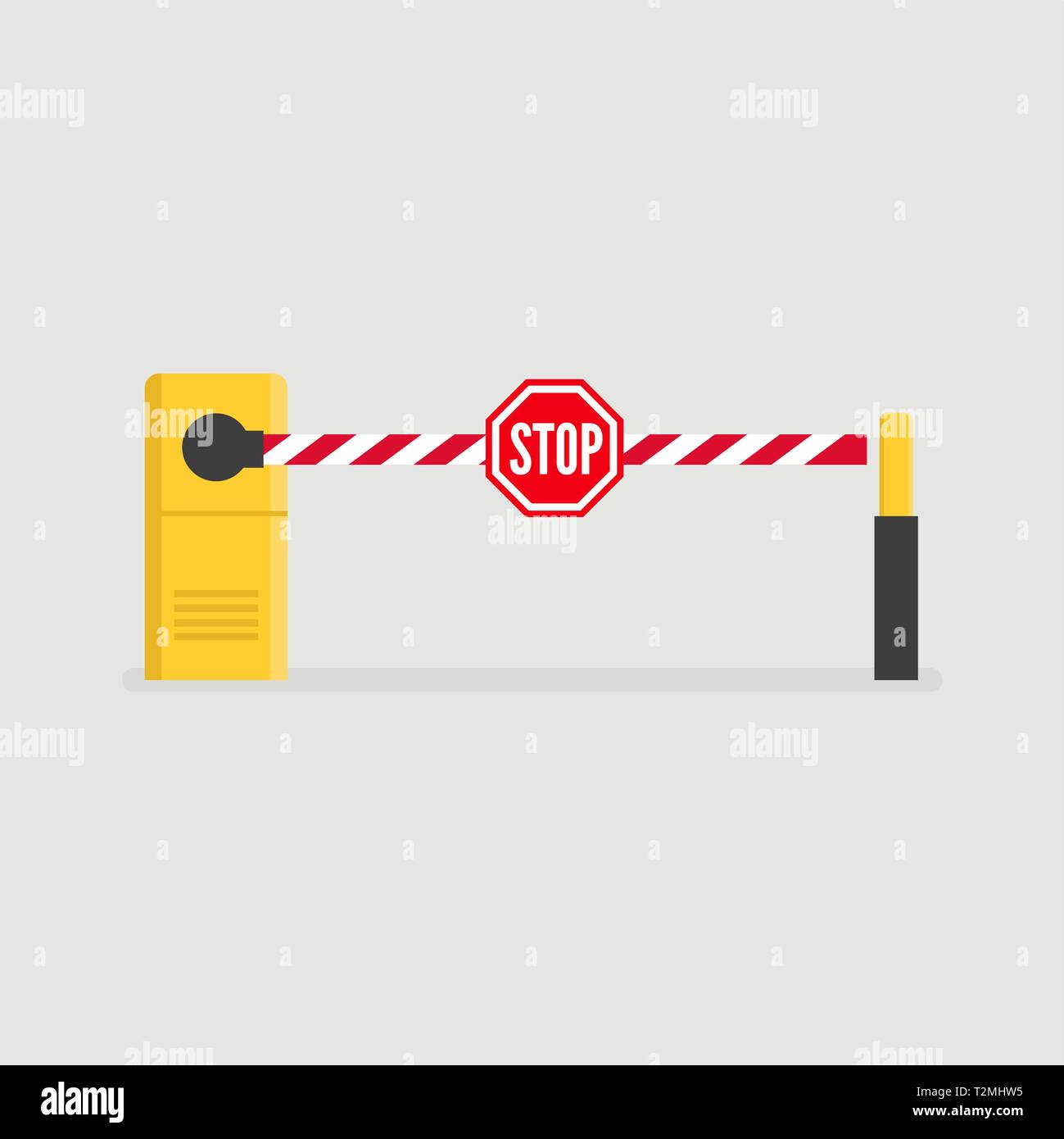 Car barrier with the stop sign. Parking entrance with security barrier ...