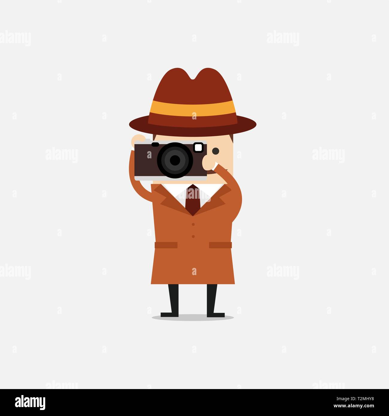 Detective with camera. Detective spies. Police detective and inspector ...