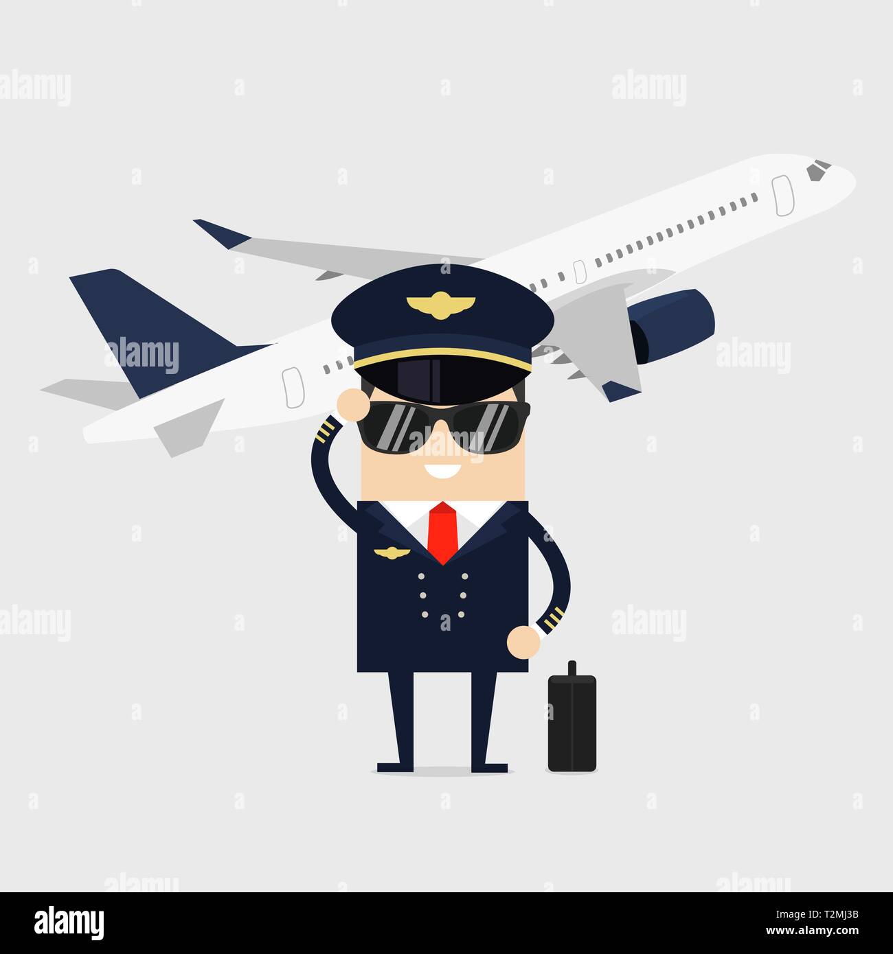 Male pilot standing airplane in Stock Vector Images - Alamy