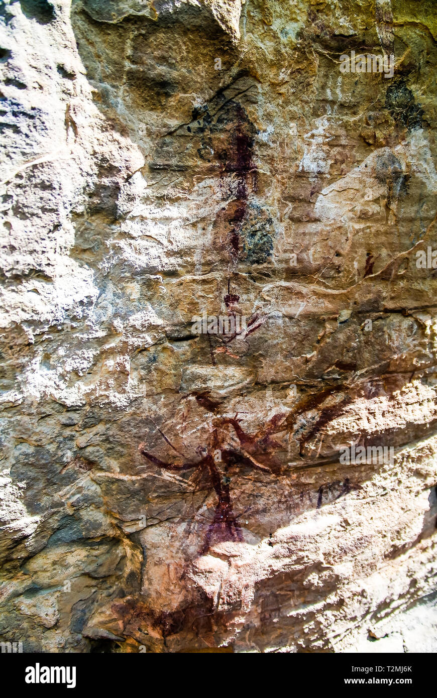 sandstone with bushmen aka San people rock paintings , Makhaleng Valley ...