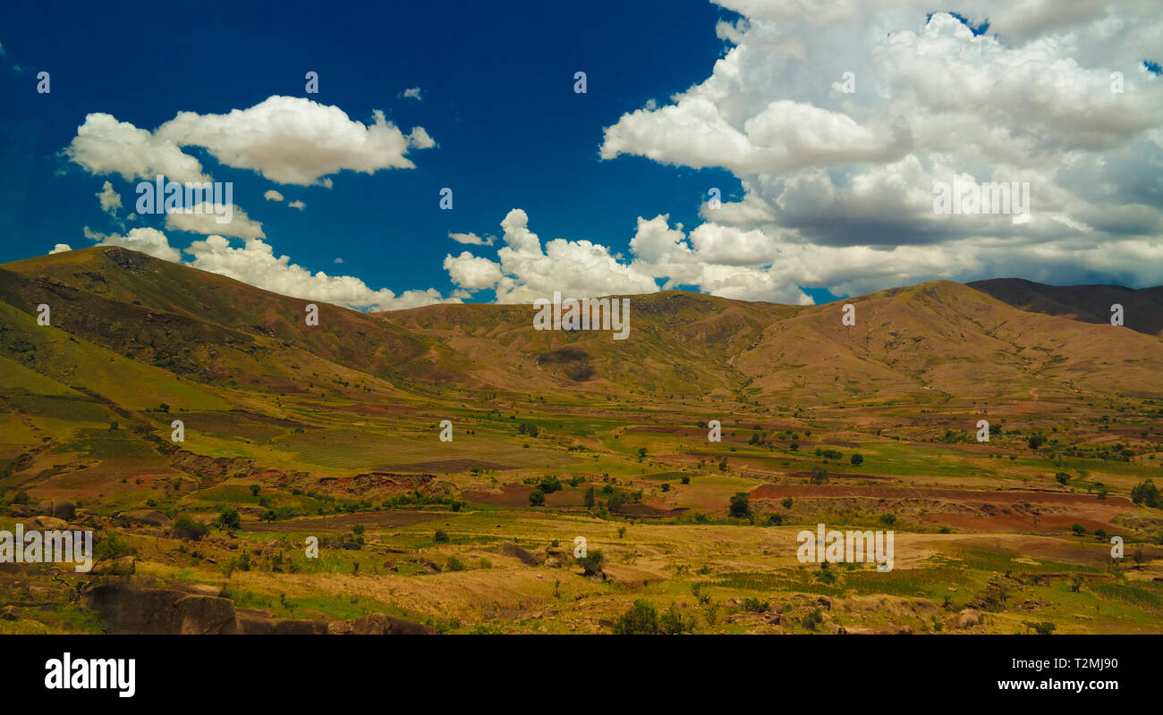 Landscape to Andringitra mauntain range at Ihosy, Madagascar Stock ...