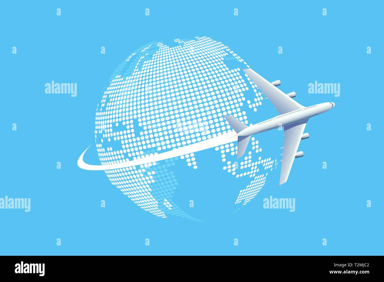 Plane flying over the World map Stock Vector Image & Art - Alamy