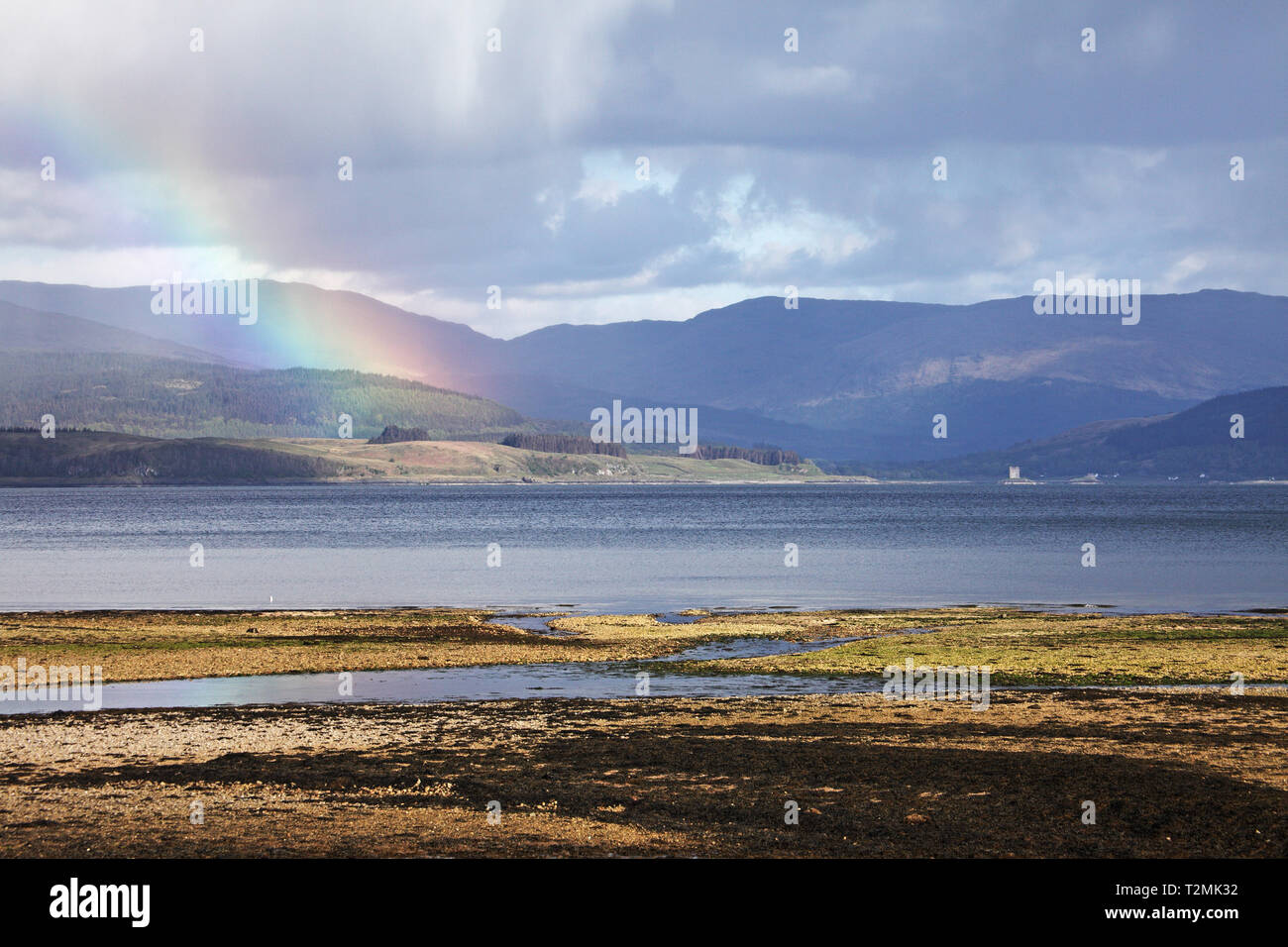 Rainbow over Loch Linnhe and Camas na Croise Bay Kingairloch Estate ...
