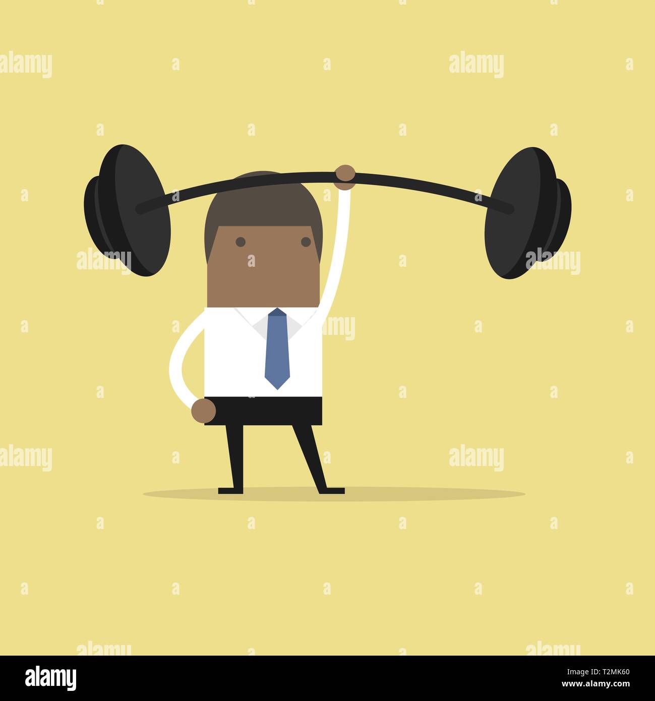 African businessman holding a heavy barbell with one hand Stock Vector ...