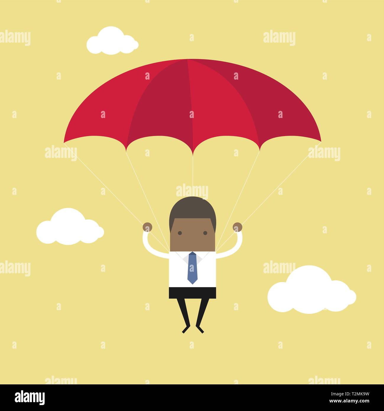 African businessman with parachute in the sky Stock Vector Image & Art ...