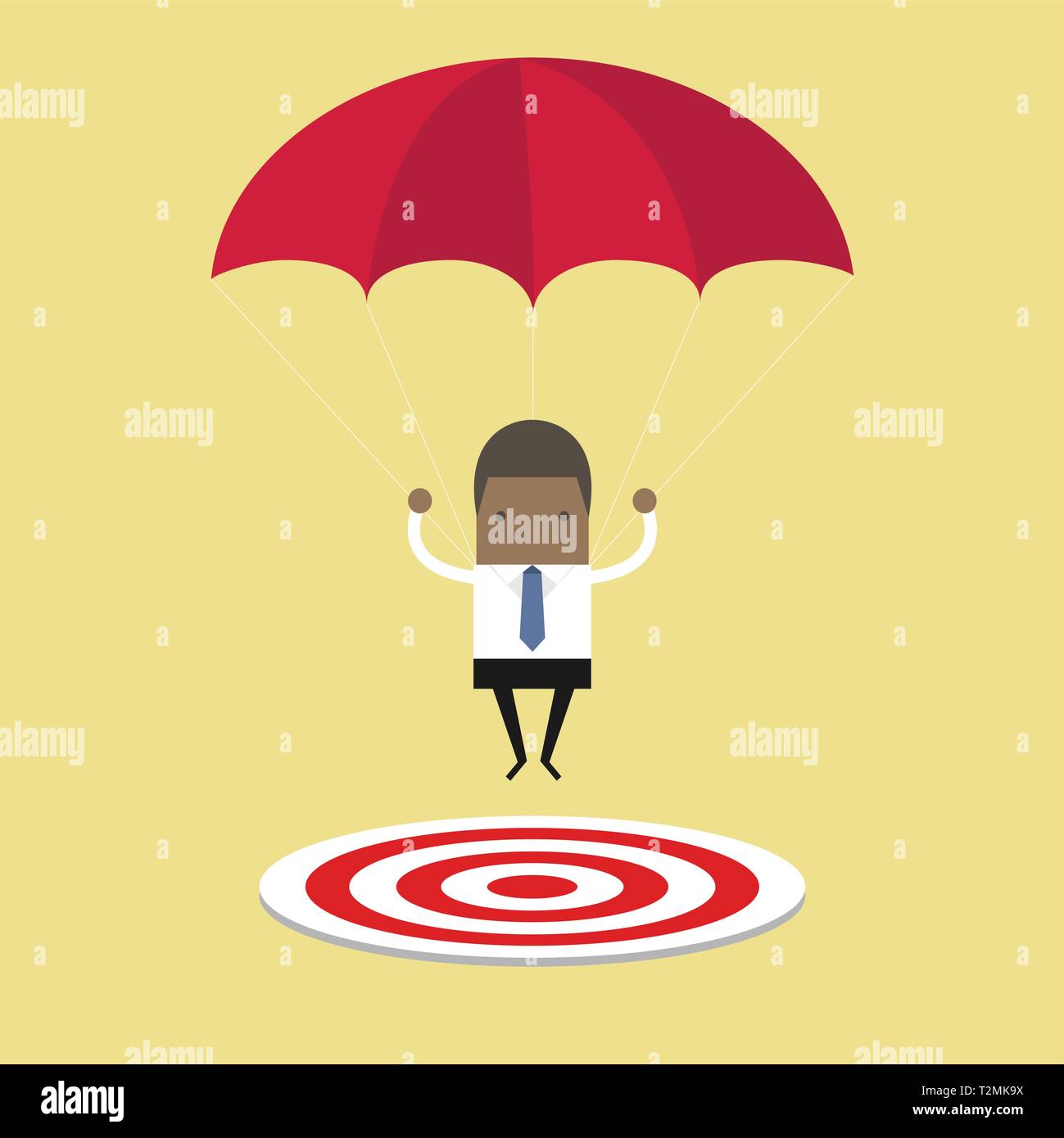 African businessman with parachute focused on a target Stock Vector ...