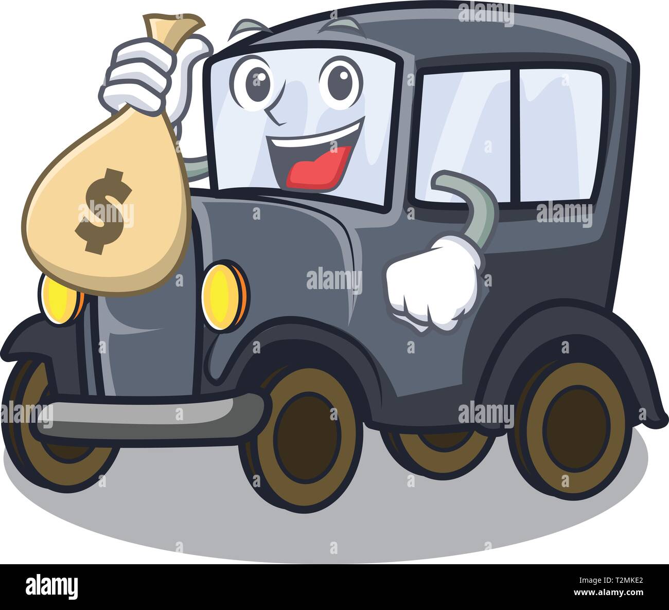 With money bag old car in the shape character vector illustration Stock ...