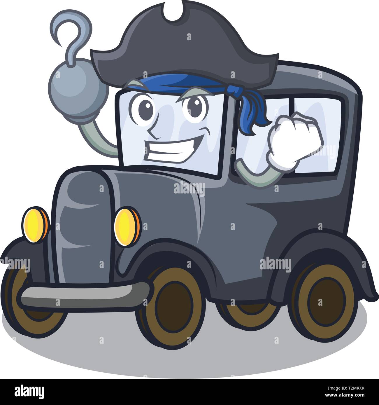 Pirate old car in the shape character vector illustration Stock Vector ...
