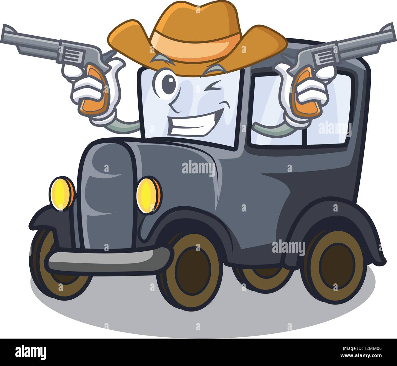 Cowboy old car in the shape character vector illustration Stock Vector ...