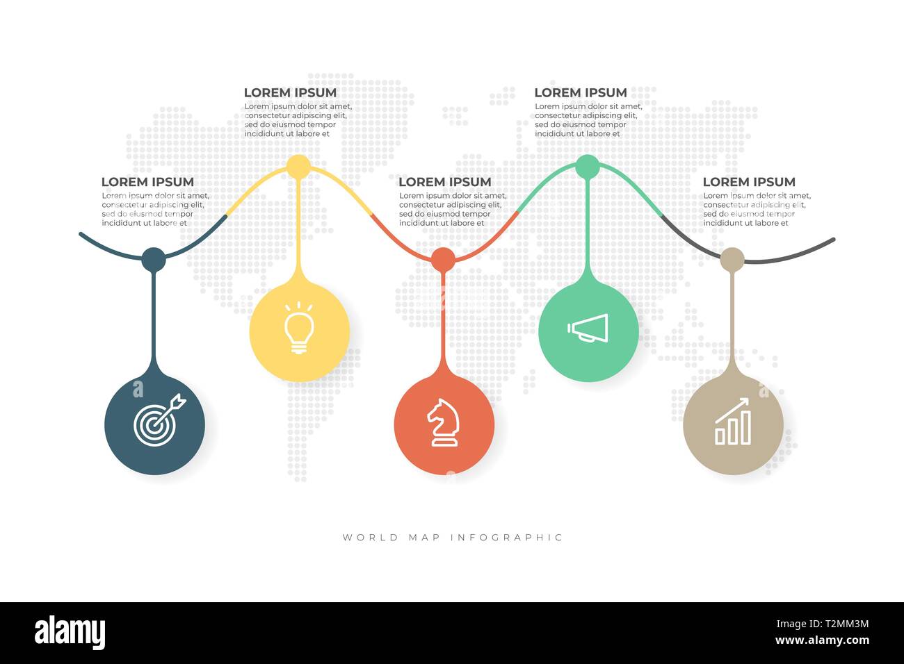 Business icon with world map background infographic template.Timeline ...