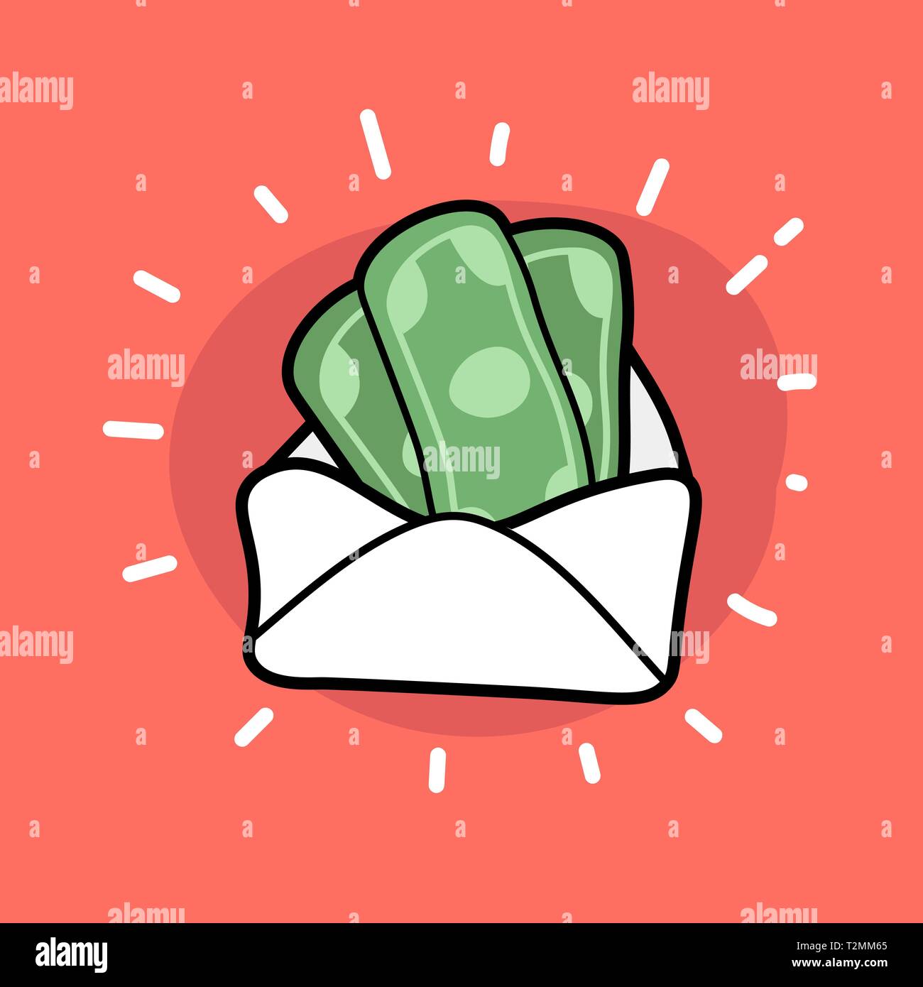 Money in envelope doodle icon. Finance wealth banking Stock Vector ...