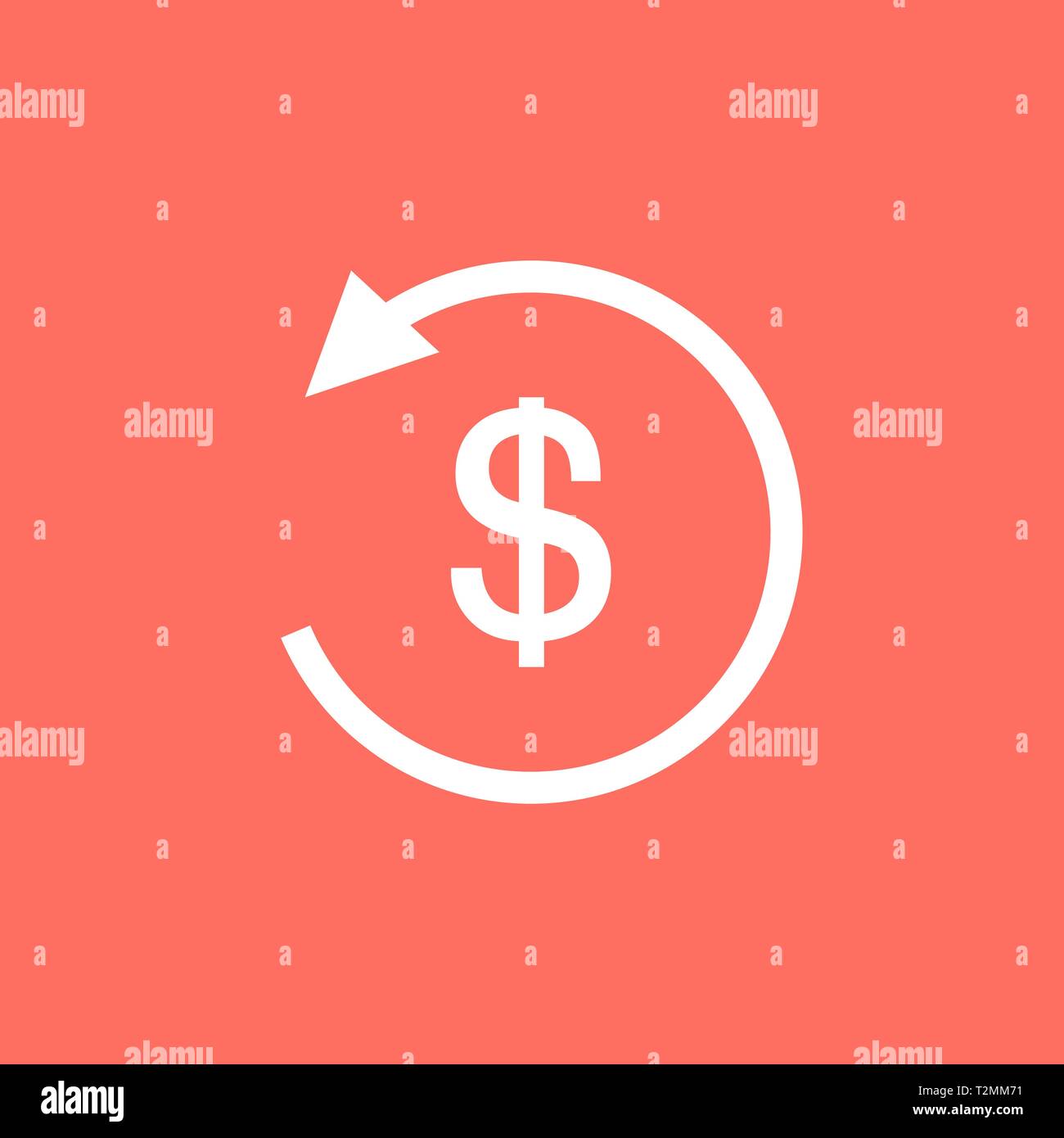 White refund money icon in flat design. Symbol of refund money Stock ...