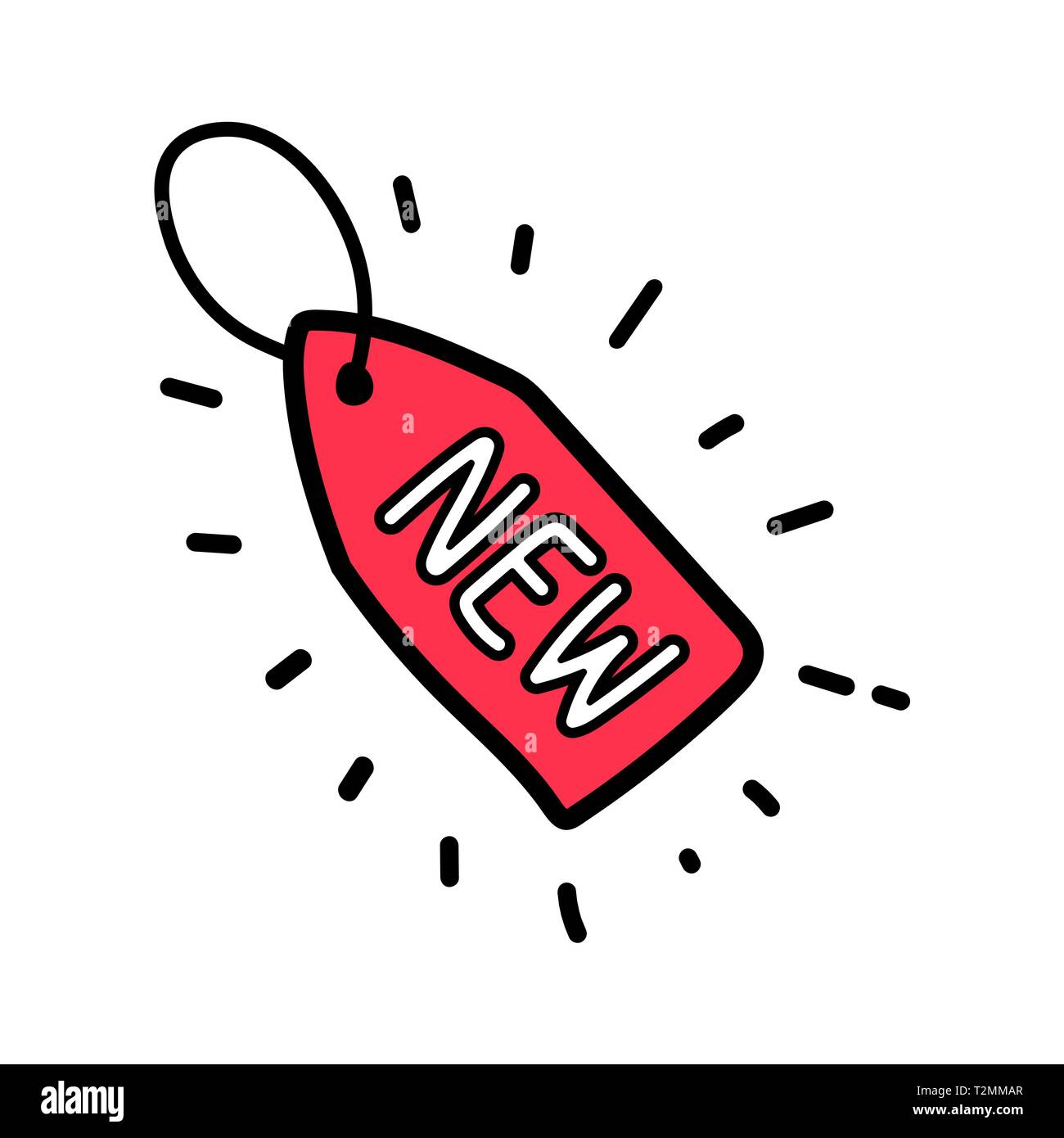 Doodle red new tag label Stock Vector Image & Art - Alamy