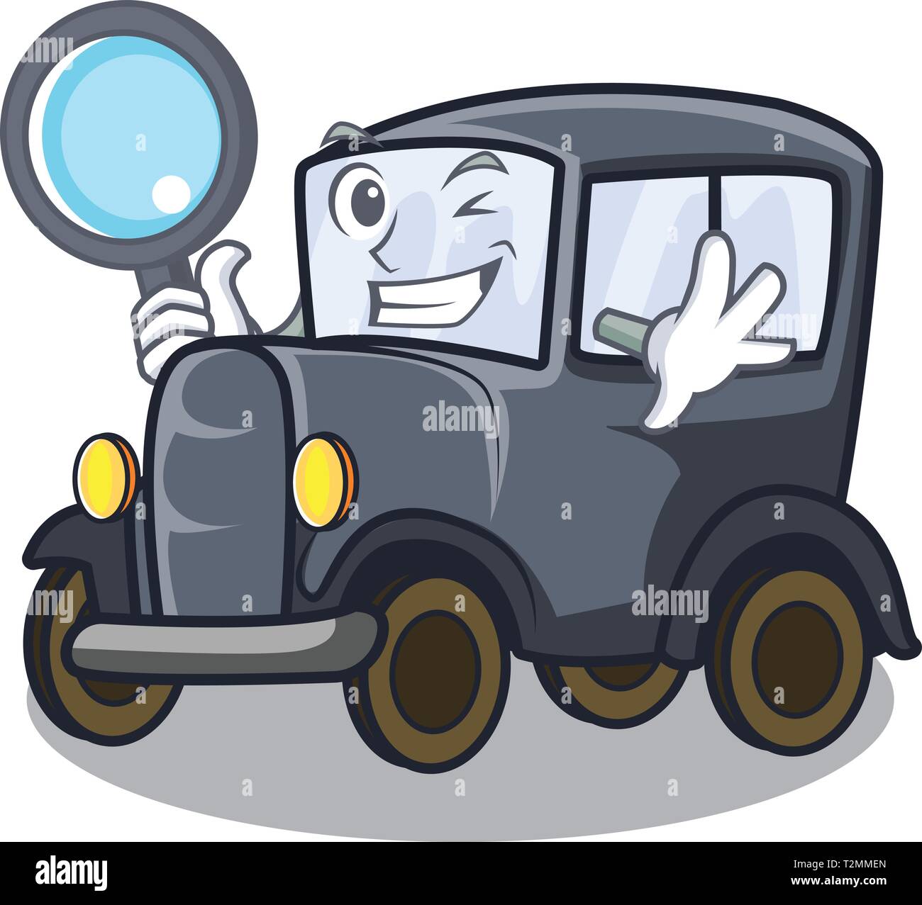 Detective old car isolated in the cartoon vector illustration Stock ...
