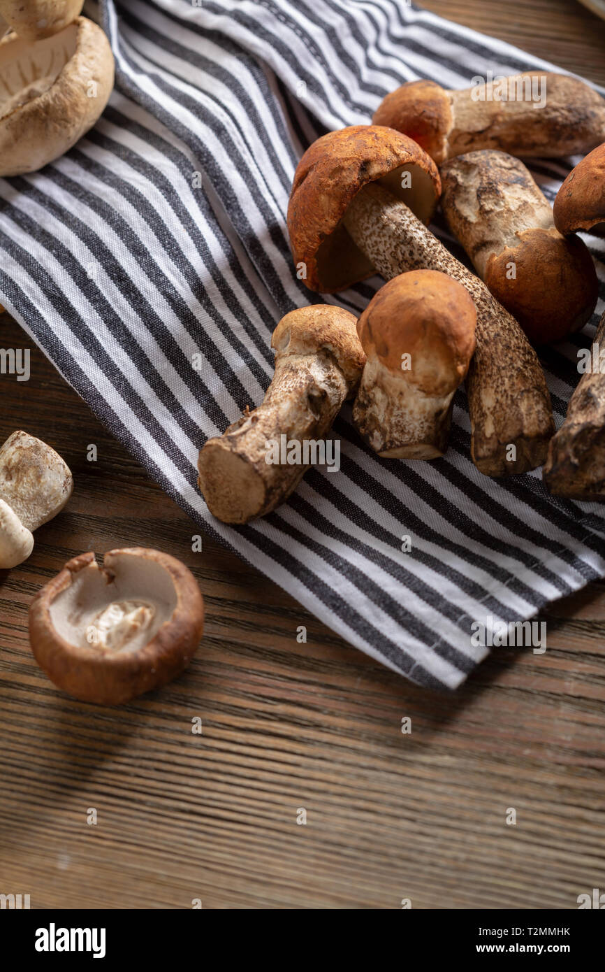 Fresh edible forest mushrooms Stock Photo - Alamy