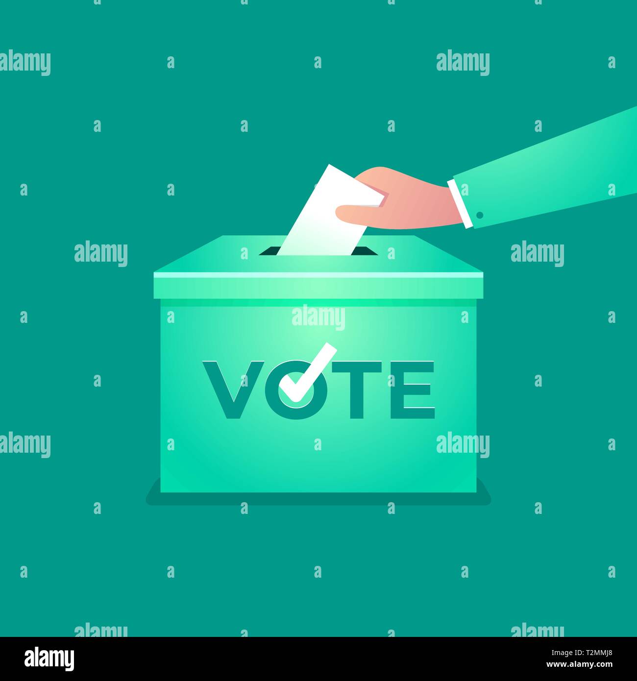 Hand puts vote bulletin into vote box. Election concept Stock Vector ...
