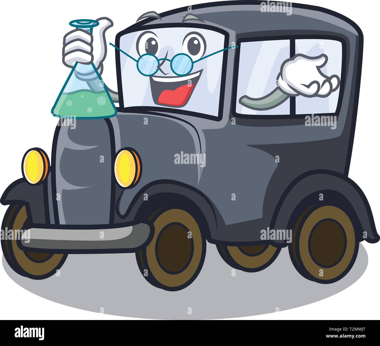 Professor old car isolated in the cartoon vector illustration Stock ...