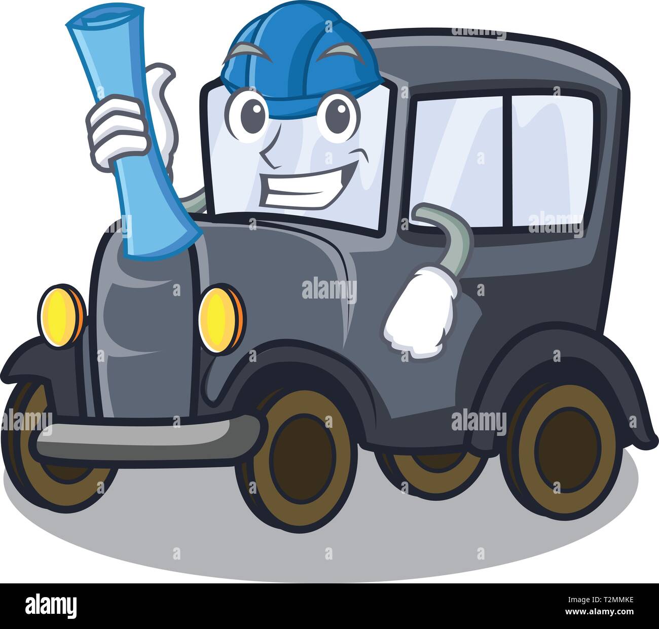 Architect old car isolated in the cartoon vector illustration Stock ...