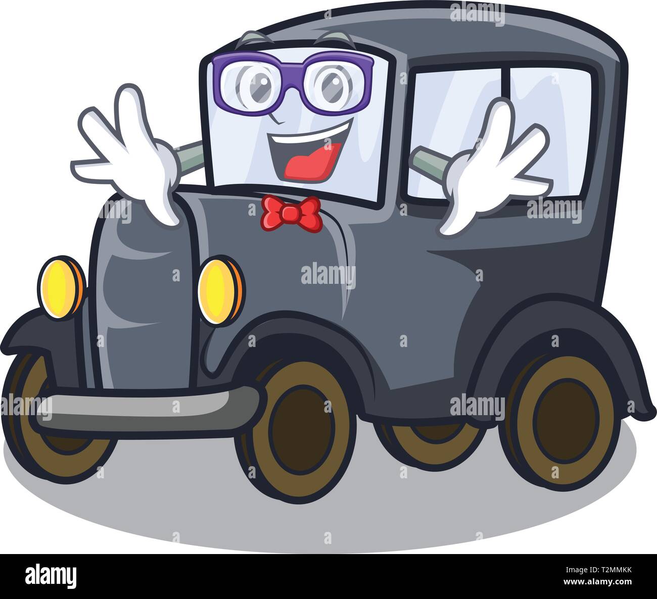 Geek old car isolated in the cartoon vector illustration Stock Vector ...