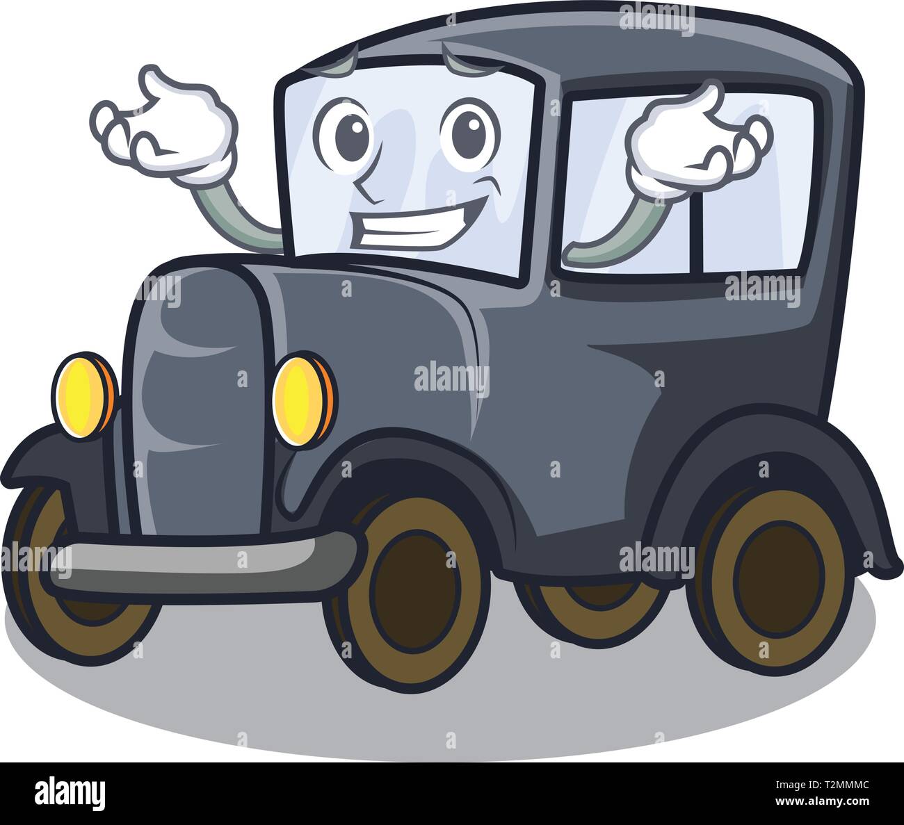 Grinning old car isolated in the cartoon vector illustration Stock ...