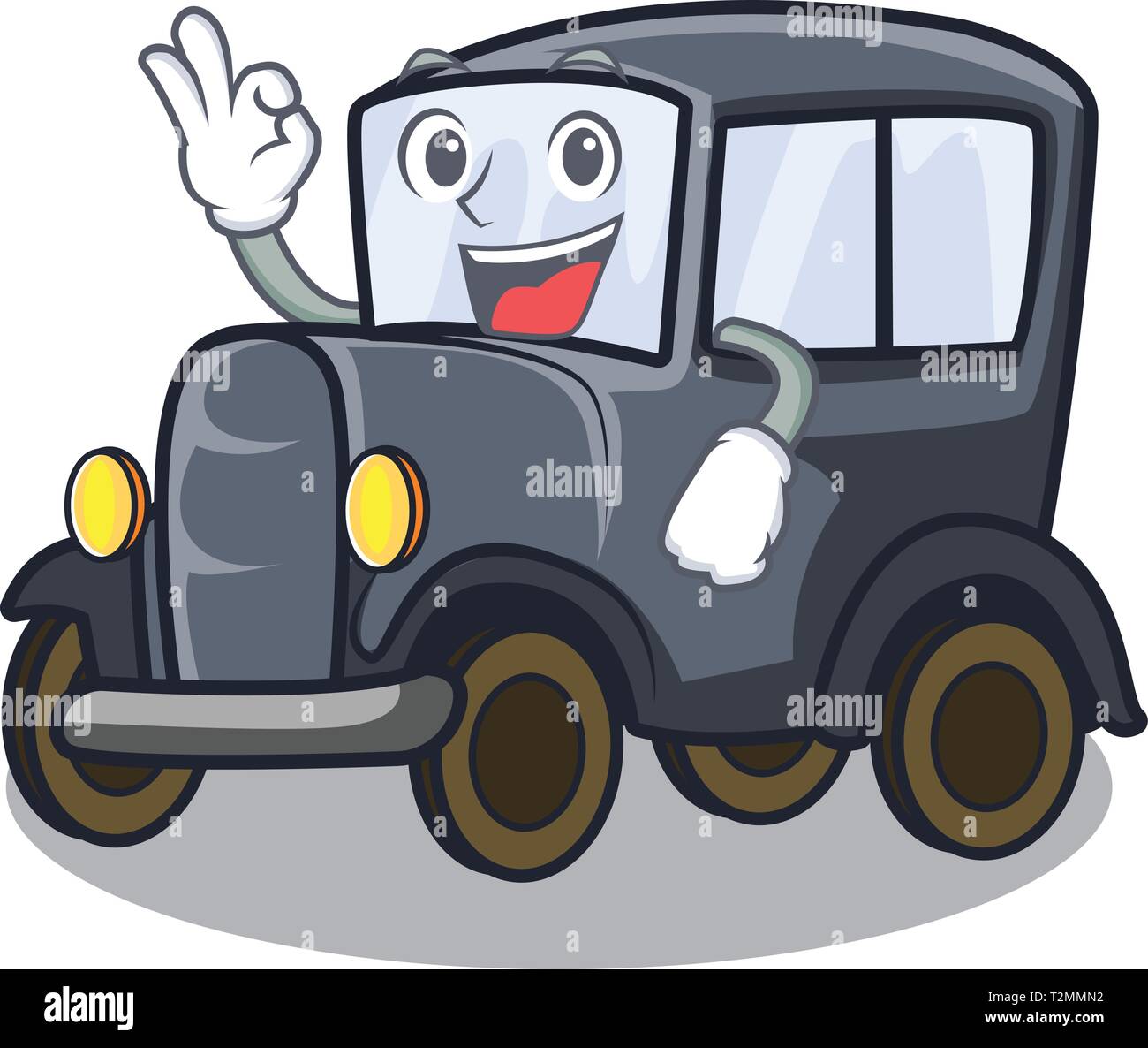 Okay old car isolated in the cartoon vector illustration Stock Vector ...