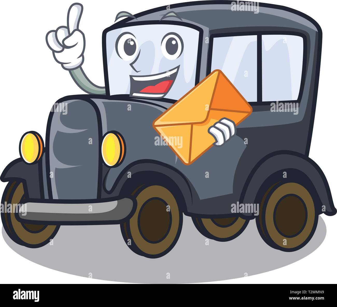 With envelope old car isolated in the cartoon vector illustration Stock ...