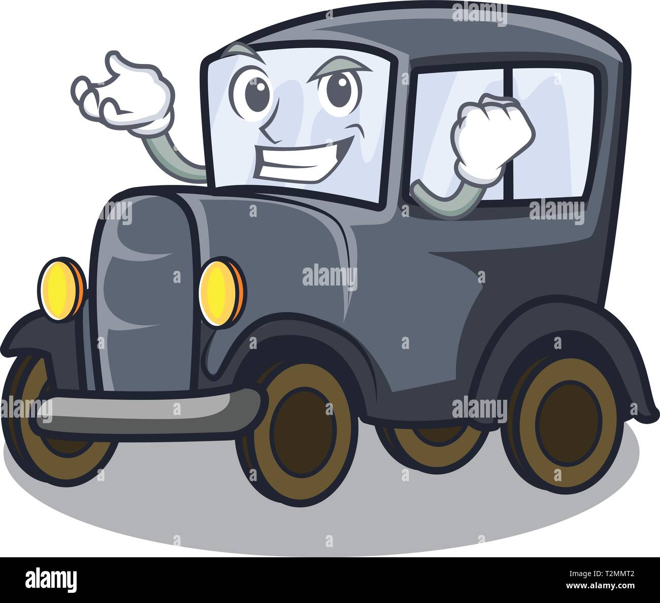 Successful old car isolated in the cartoon vector illustration Stock ...